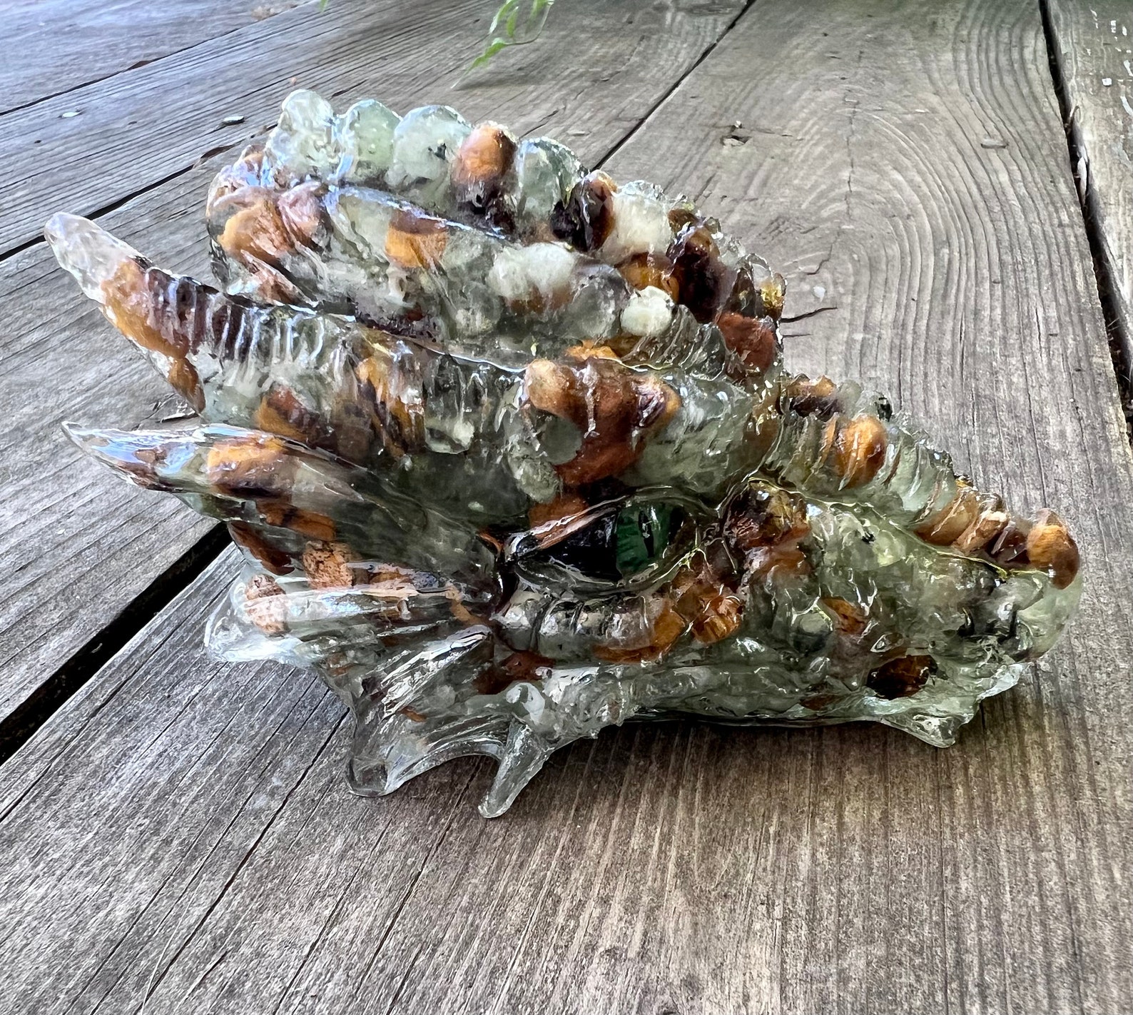 Prehnite and Tigers Eye Dragon Orgonite Orgone Resin Crystal - Etsy