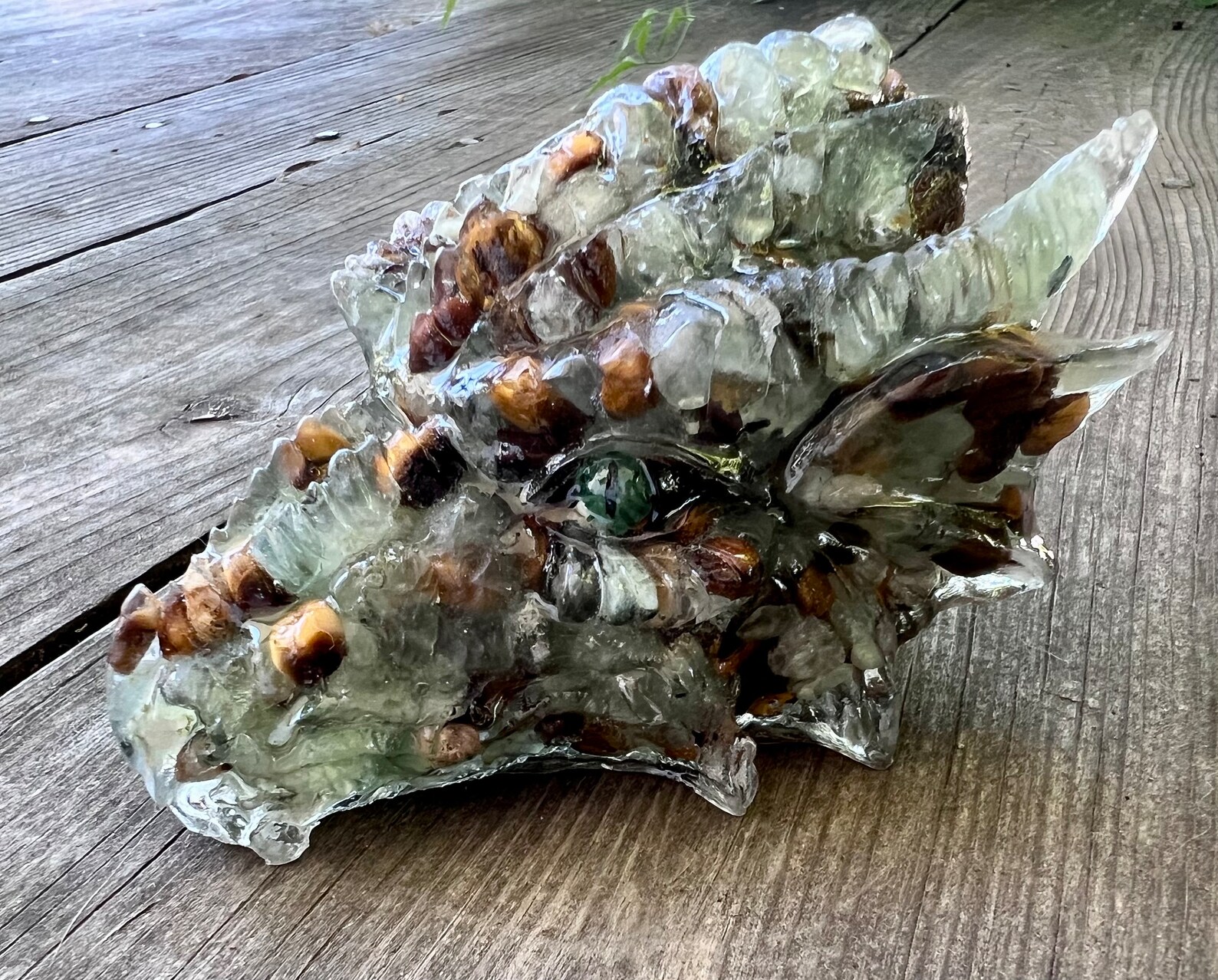 Prehnite and Tigers Eye Dragon Orgonite Orgone Resin Crystal - Etsy