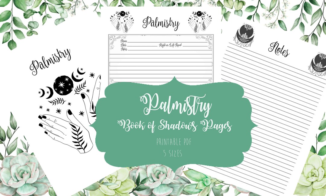 Palmistry Palm Reading Journal Book of Shadows Grimoire Printable Pages ...