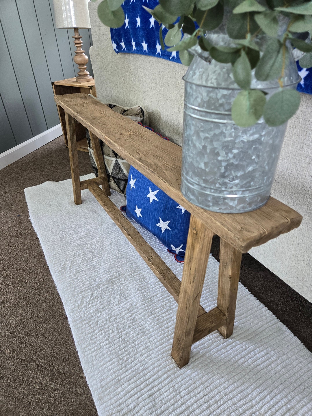 Vintage Style Narrow Bench: Rustic Farmhouse Distressed Wood - Etsy