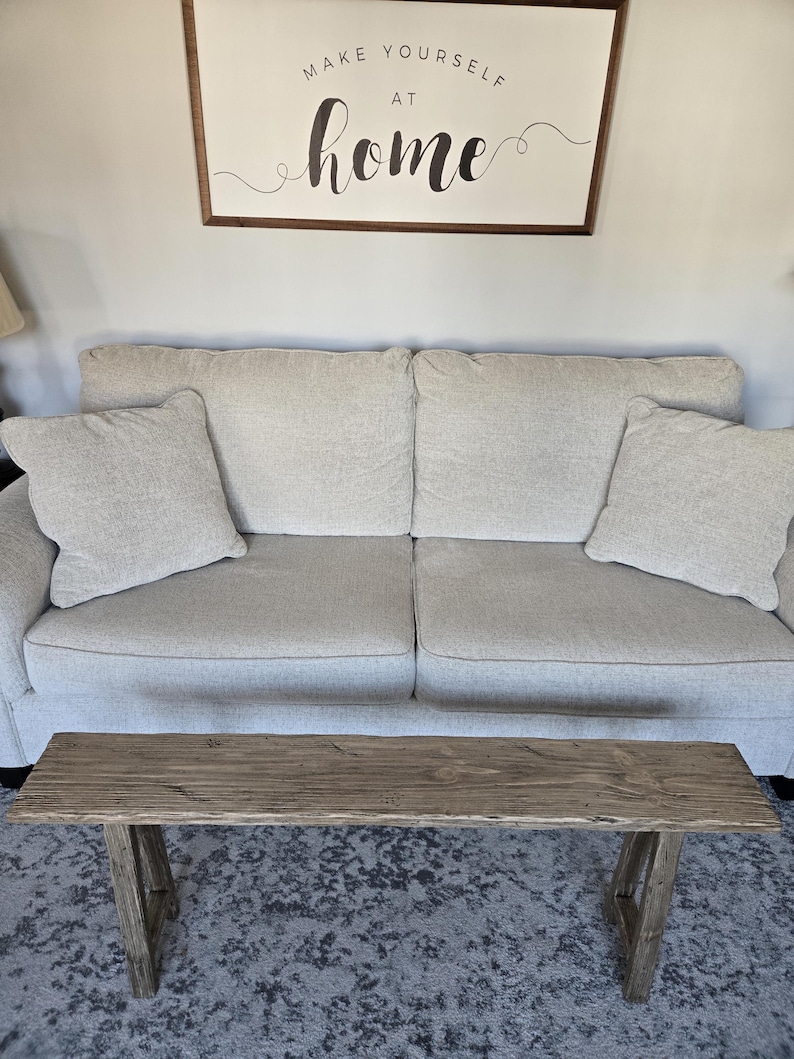 Rustic Farmhouse Noodle Bench: Skinny Distressed Wood Side Table - Etsy