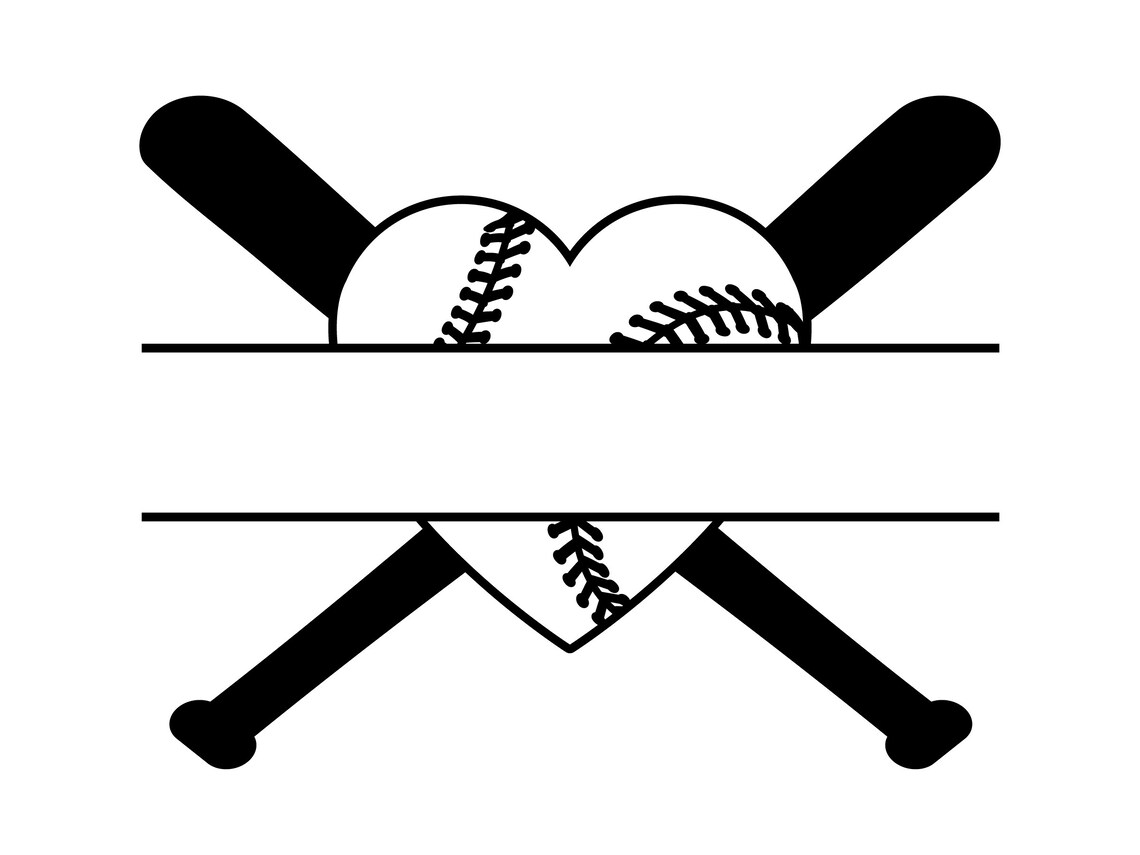 Split Baseball Svg Baseball Heart Svg Baseball Clipart Love | Etsy