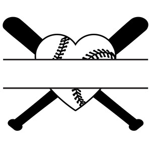 Split Baseball Svg Baseball Heart Svg Baseball Clipart Love | Etsy