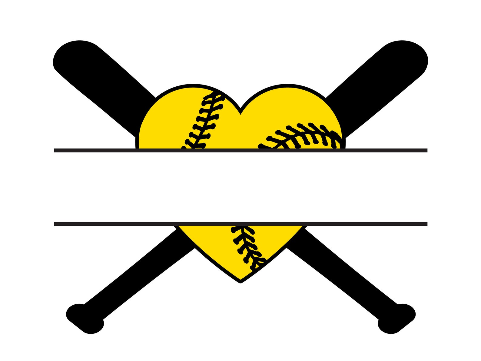 Split Softball Svg Softball Heart Svg Softball Clipart Love - Etsy