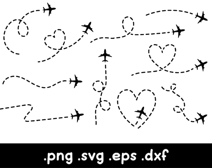 Airplane Heart Svg, Dotted Line Svg, Airplane Svg, Travel Svg, Flying ...