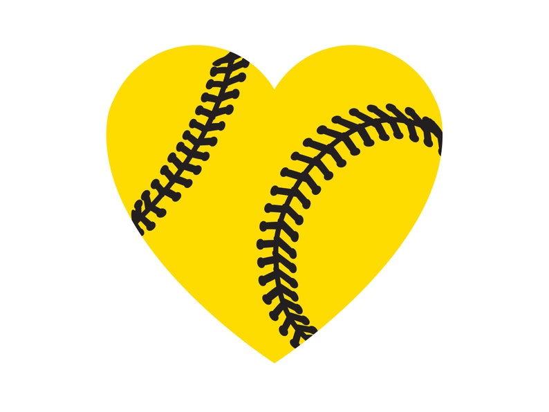 Softball Heart Svg, Softball Clipart, Love Softball Svg, Softball Mom ...