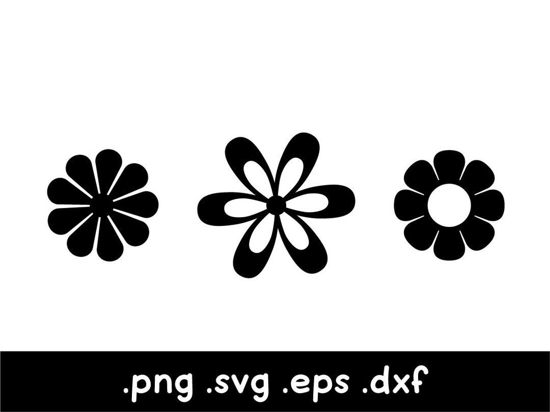 Retro Flowers Svg Files, Solid Flower Svg File for Mothers Day, Svg ...