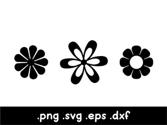 Retro Flowers Svg Files Solid Flower Svg File pour la fête - Etsy France