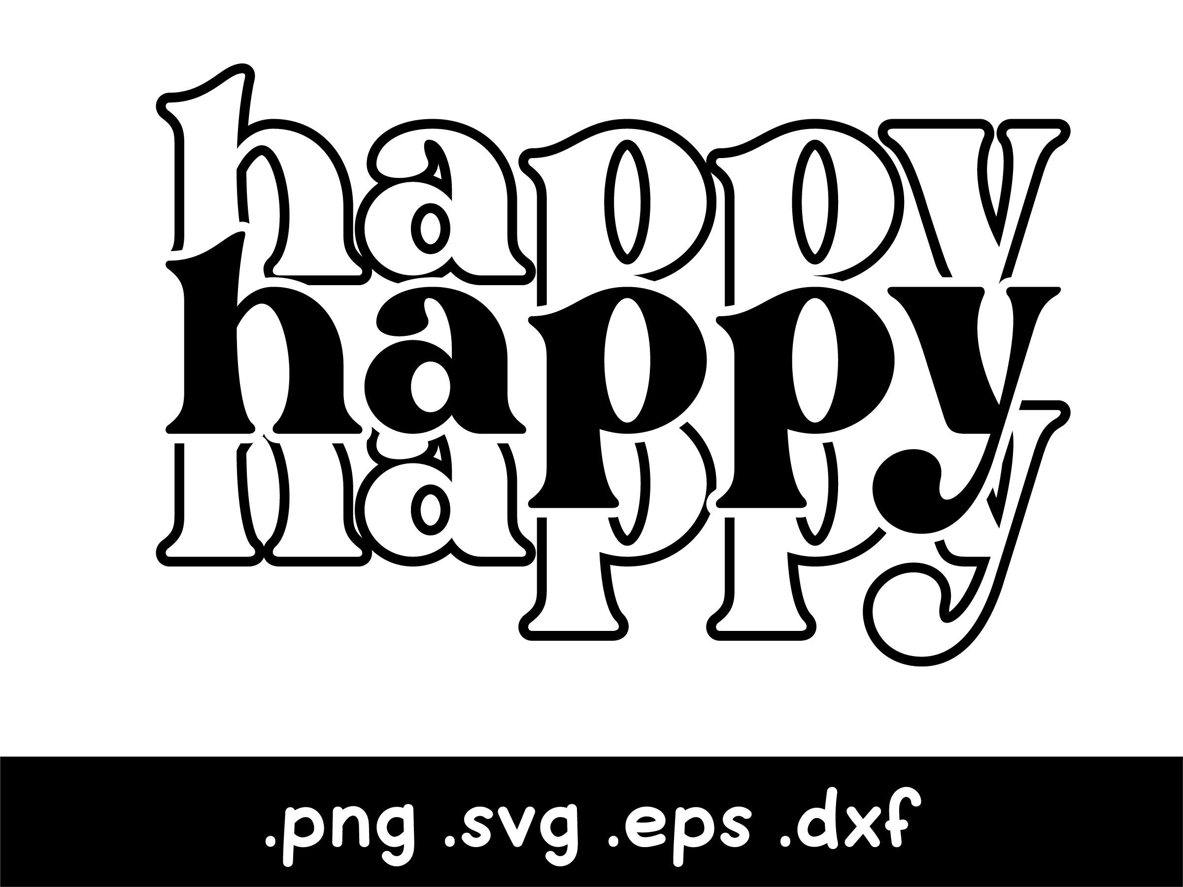 Happy Happy Happy Svg, Choose Happy Svg, Retro Svg Design, Groovy Svg ...