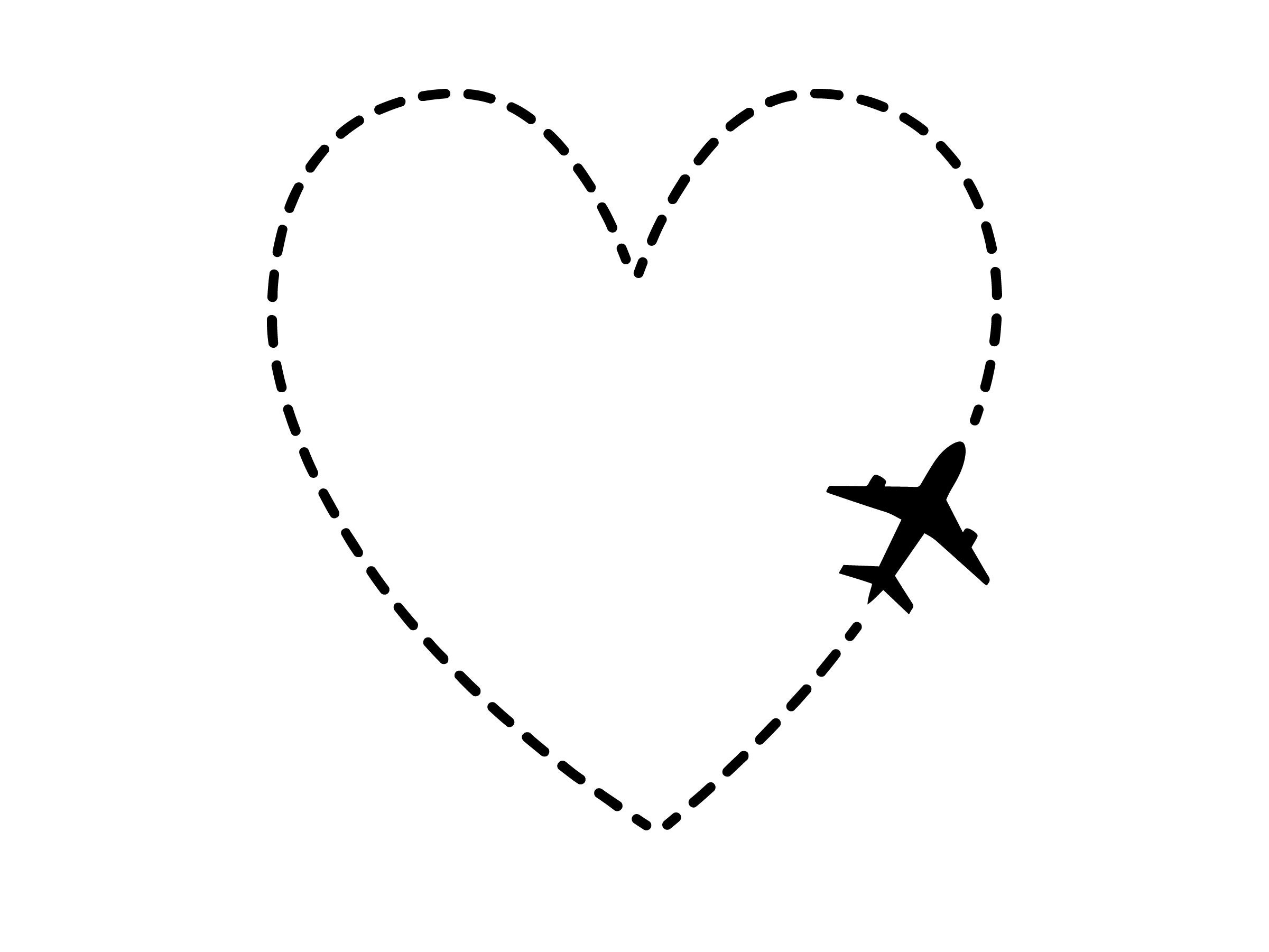 Airplane Heart Svg Dotted Line Svg Airplane Svg Travel Svg - Etsy UK