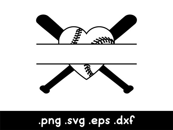 Split Baseball Svg Baseball Heart Svg Baseball Clipart Love | Etsy