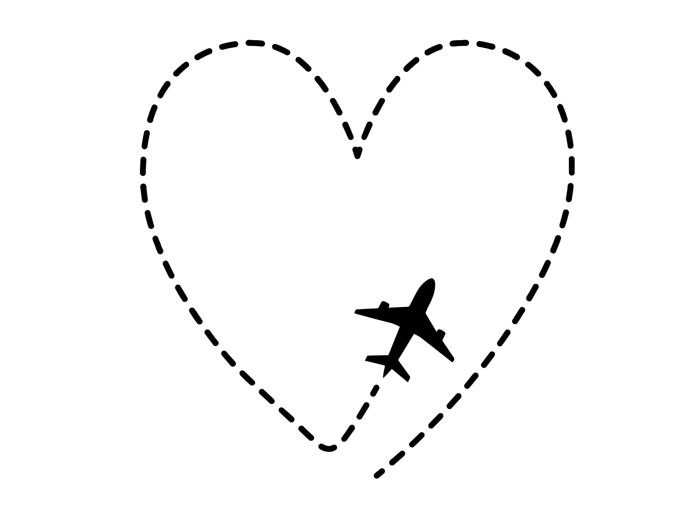 Airplane Heart Svg, Dotted Line Svg, Airplane Svg, Travel Svg, Flying ...