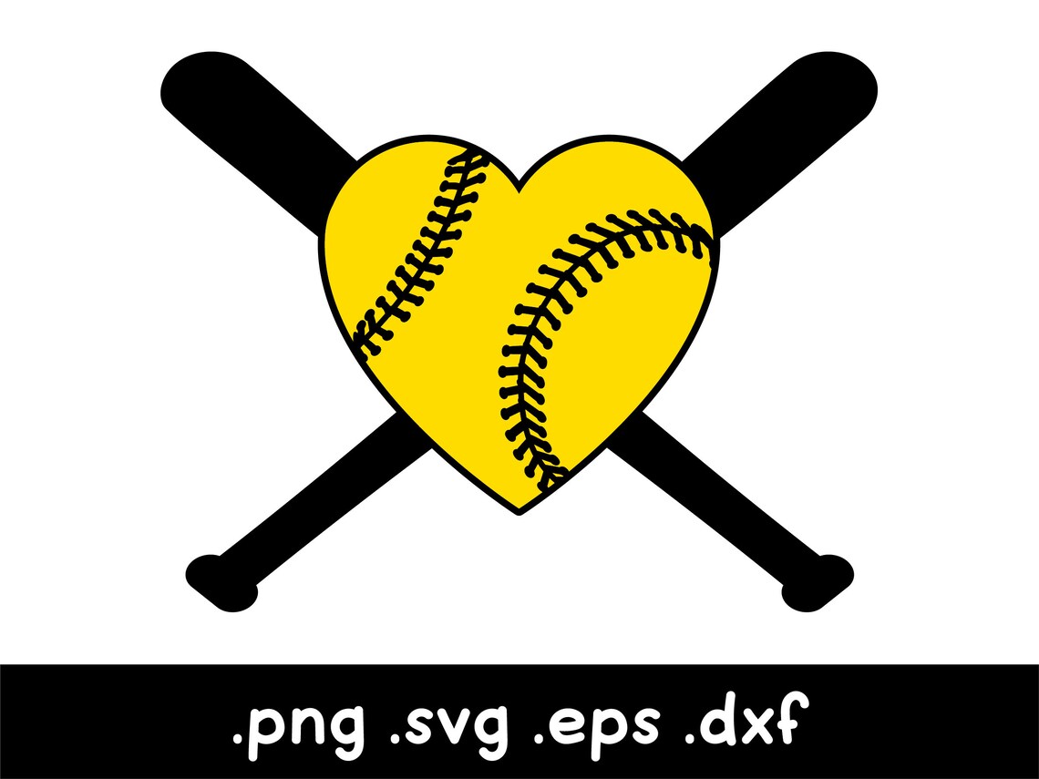 Softball Heart Svg, Softball Clipart, Love Softball Svg, Softball Mom ...