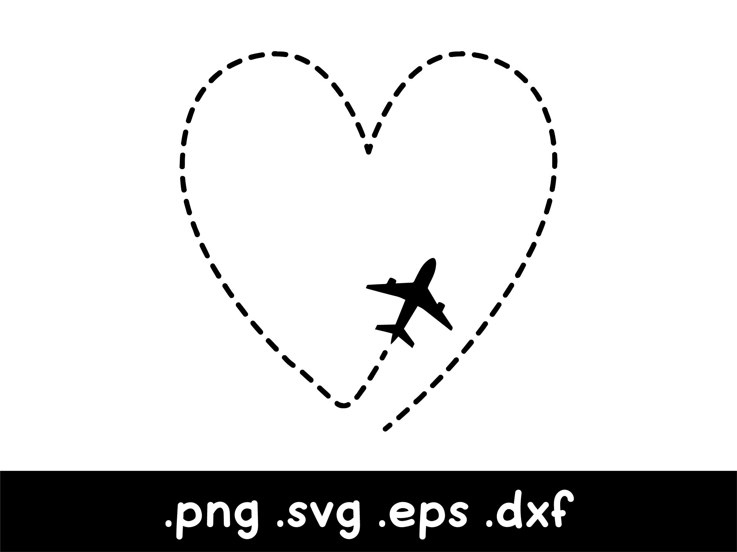 Airplane Heart Svg Dotted Line Svg Airplane Svg Travel Svg - Etsy Canada