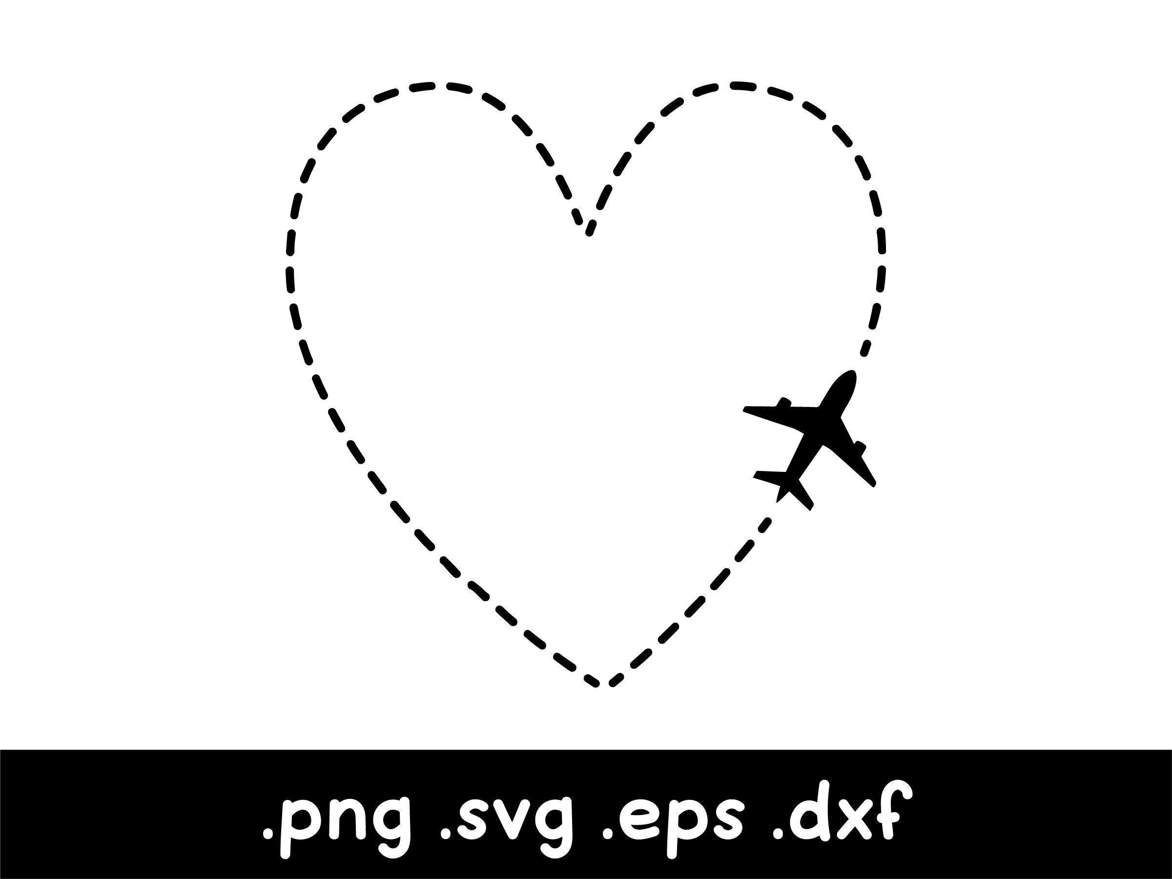 Airplane Heart Svg Dotted Line Svg Airplane Svg Travel Svg - Etsy UK
