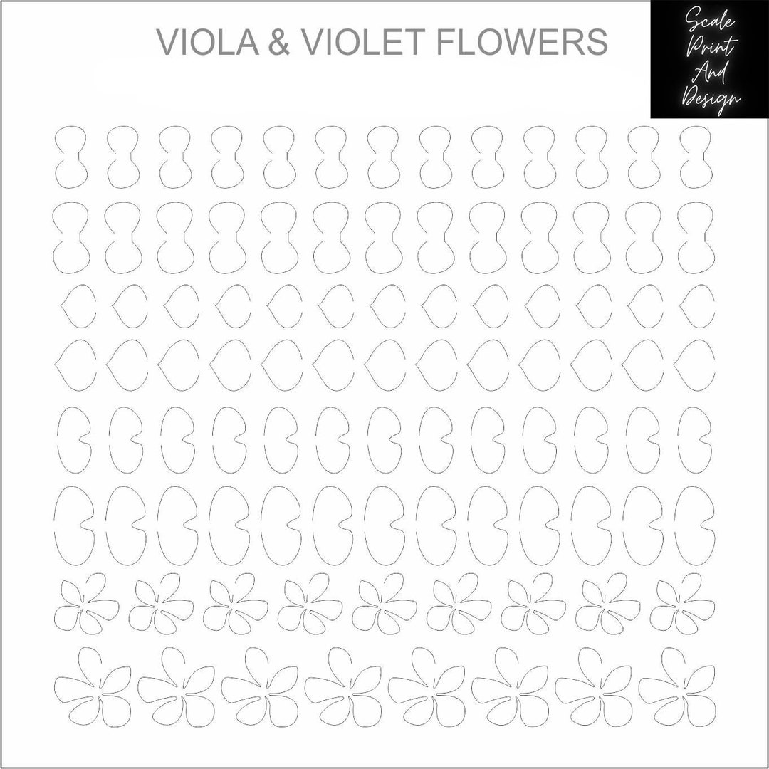 Viola and Violet Flowers Laser Cut Paper Flowers - Dollhouse Miniatures ...