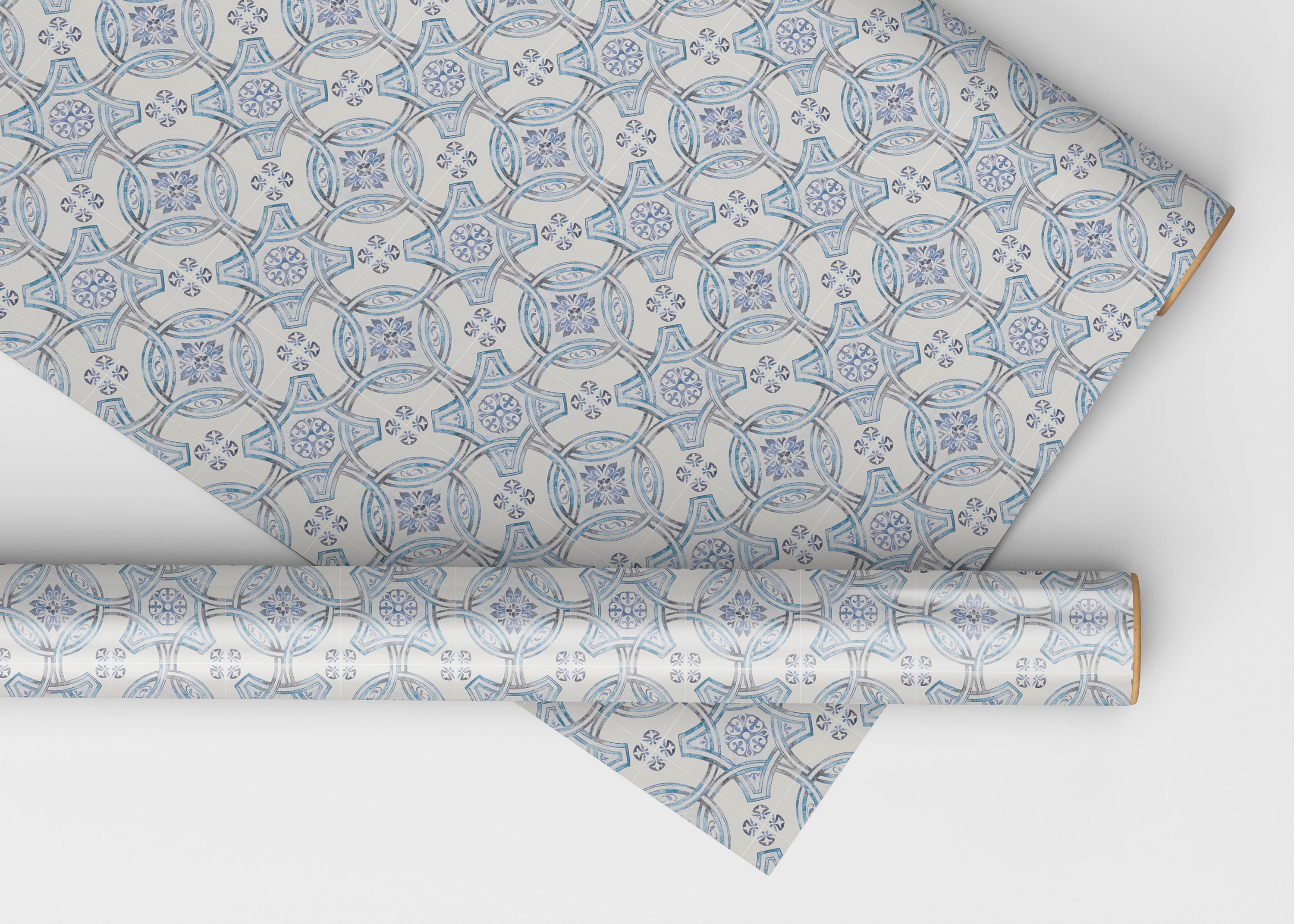 Blue Ceramic Floor Tile Geometric Pattern - Dollhouse Miniature ...