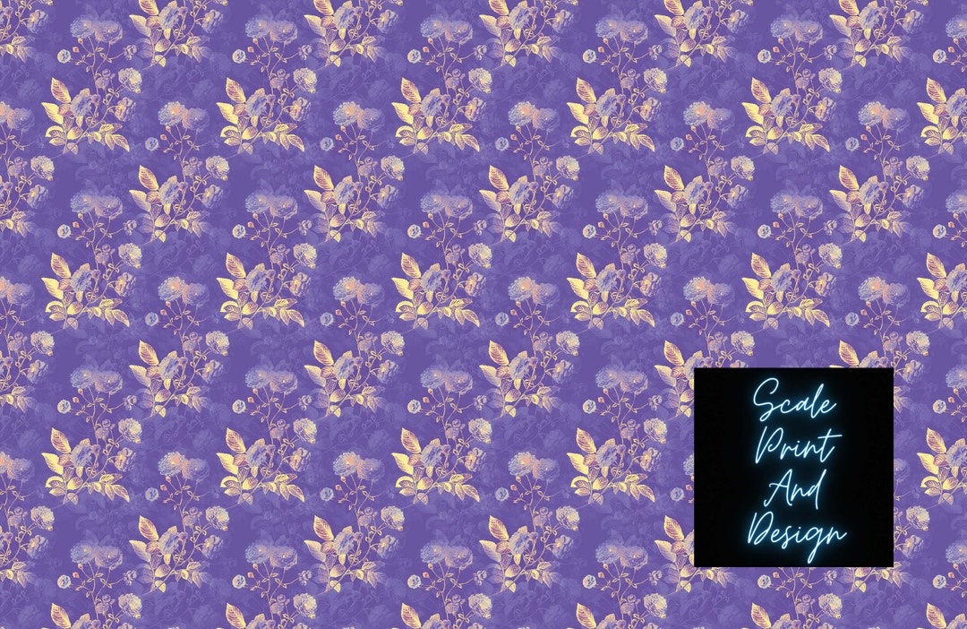 Purple Gold Haze Dollhouse Miniature Wallpaper - All Scales Available ...