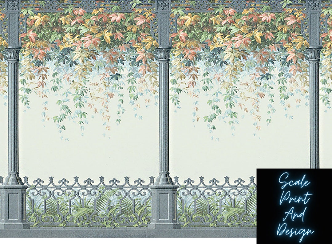 Autumn Promenade - Dollhouse Miniature Wall Mural - All Scales ...