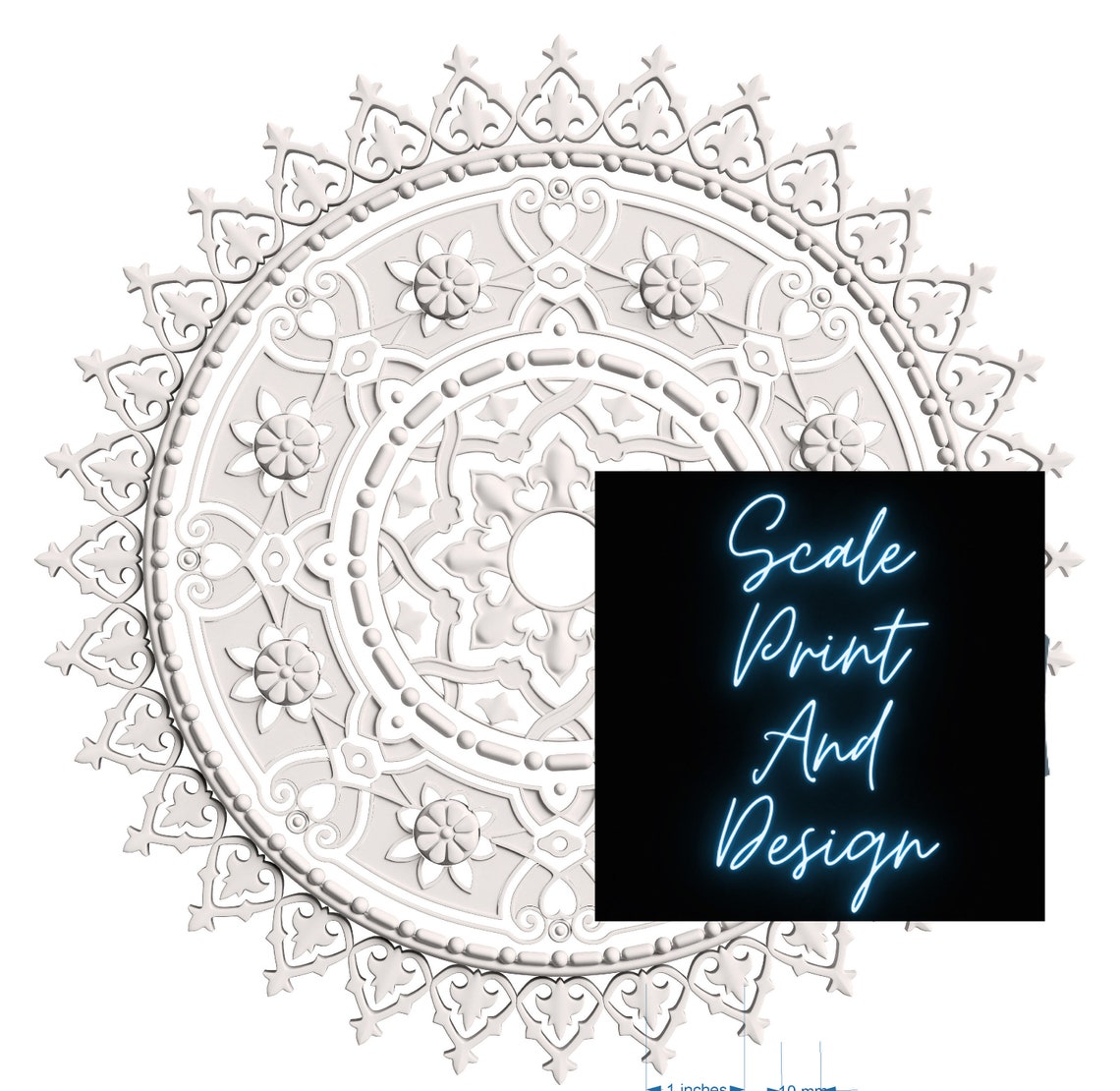 Lace Style Ceiling Rose Square Panel Paper Miniature Dollhouse Sizes ...