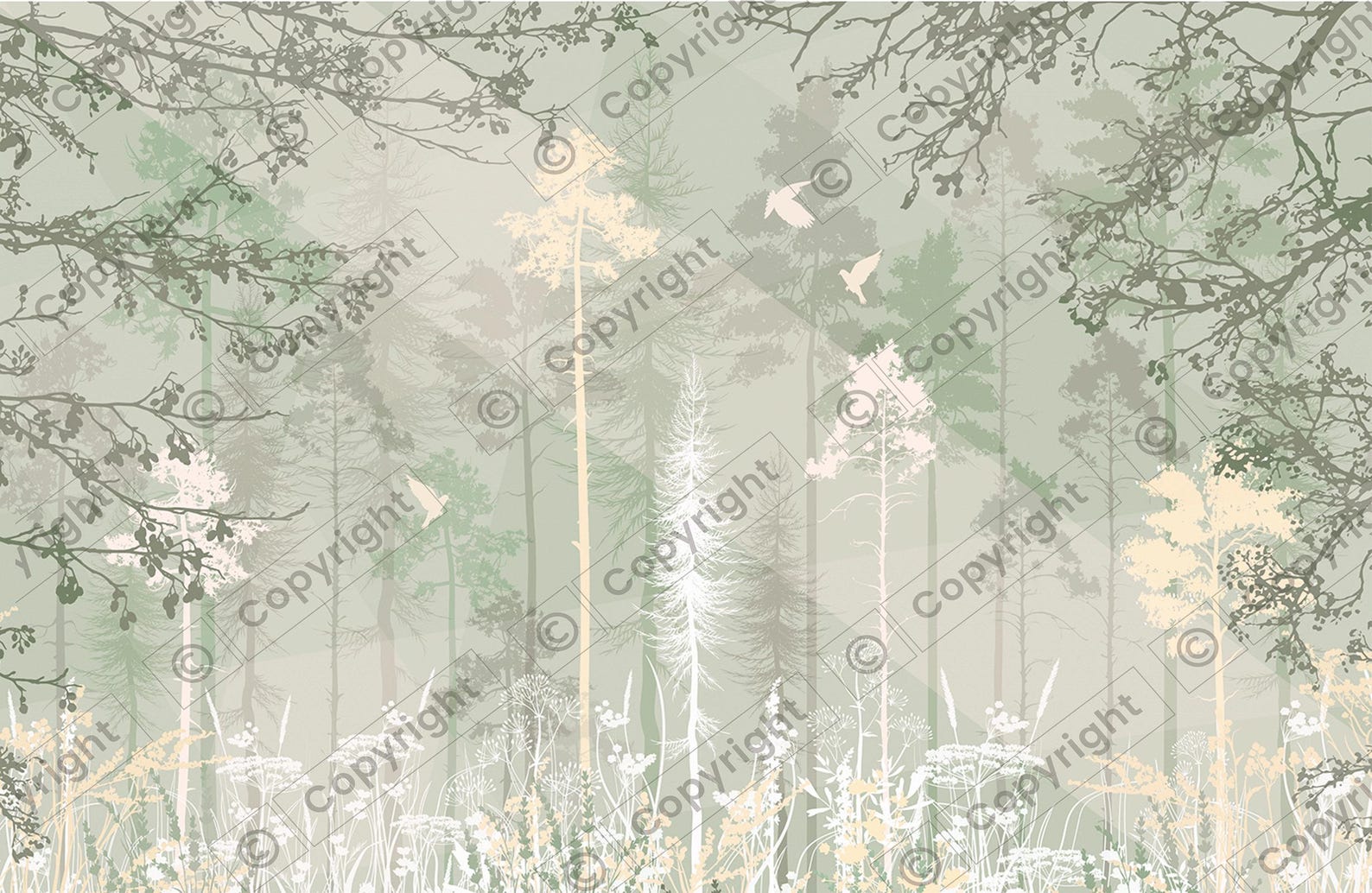 Breakthrough Green Mural Dollhouse Miniature Wallpaper - All Scales ...