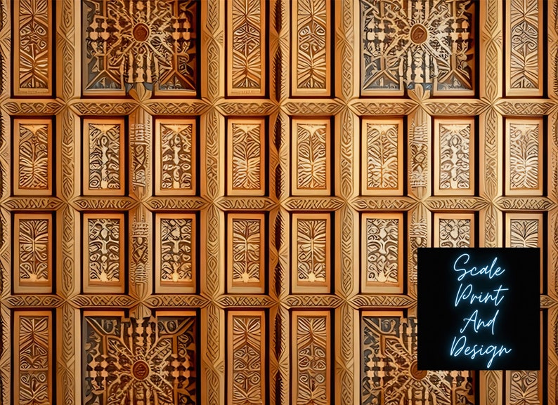 Carved Wall Panel Design Dollhouse Miniature Wallpaper - All Scales ...