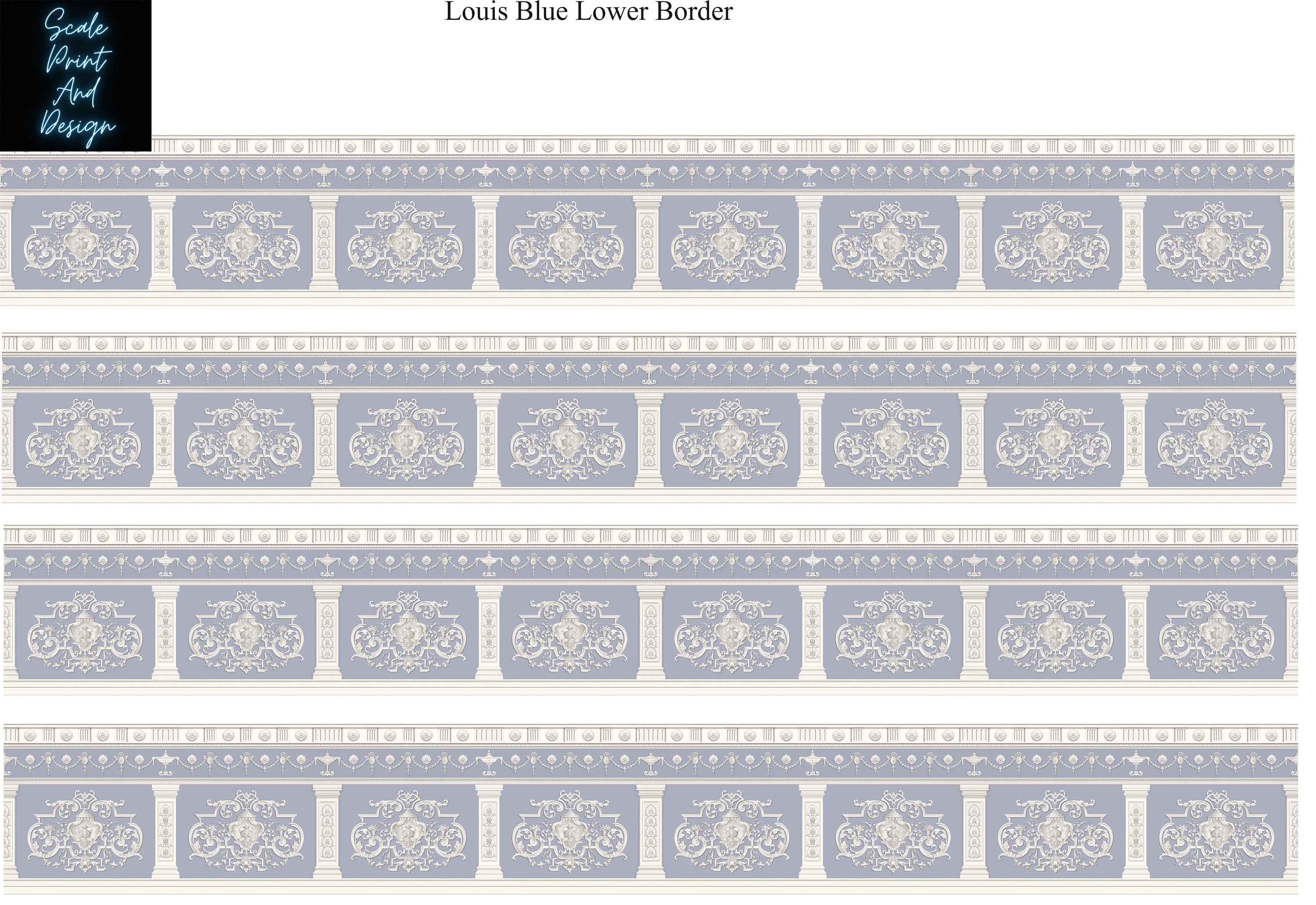 Louis Blue Lower Border Wainscot Sheet Dollhouse Miniature - Etsy Australia