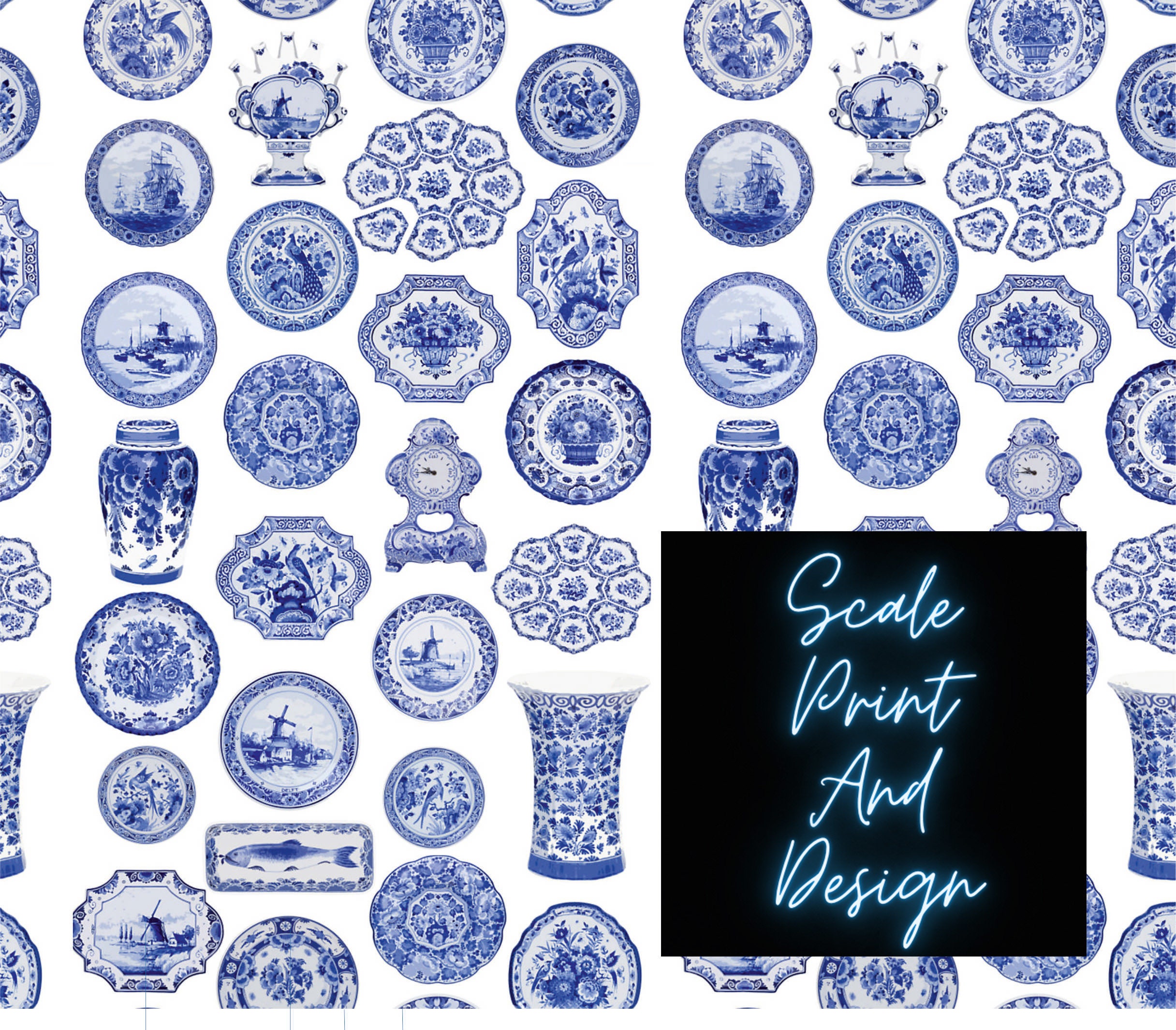 Royal Delft Chinoiserie Dollhouse Miniature Wallpaper All - Etsy