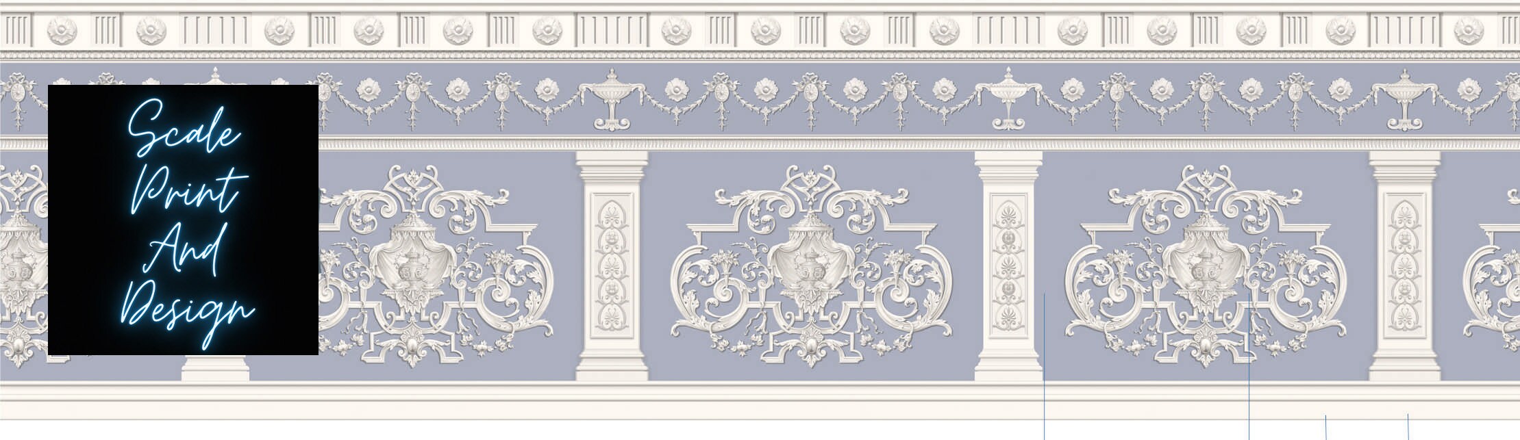 Louis Blue Lower Border Wainscot Sheet Dollhouse Miniature - Etsy UK