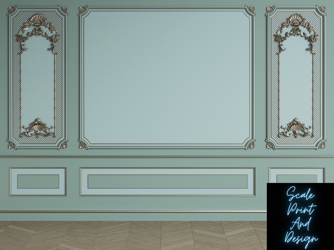 Classic-interior-wall-with-mouldings Dollhouse Miniature - Etsy