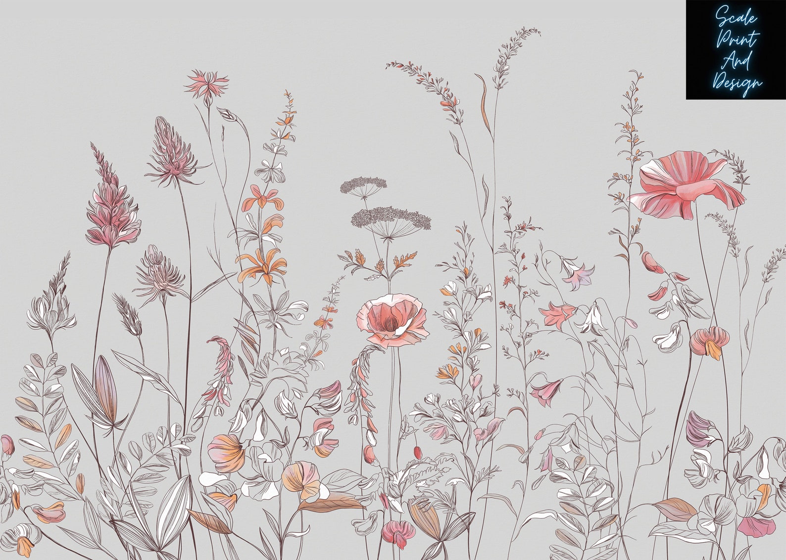 Wild Flower Walk Mural Dollhouse Miniature Wallpaper All - Etsy