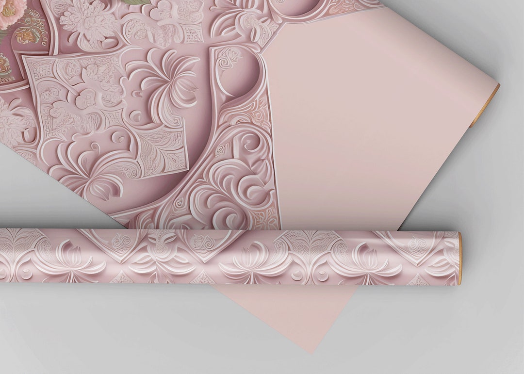 Pink Roses Dollhouse Miniature Wallpaper - All Scales Available ...