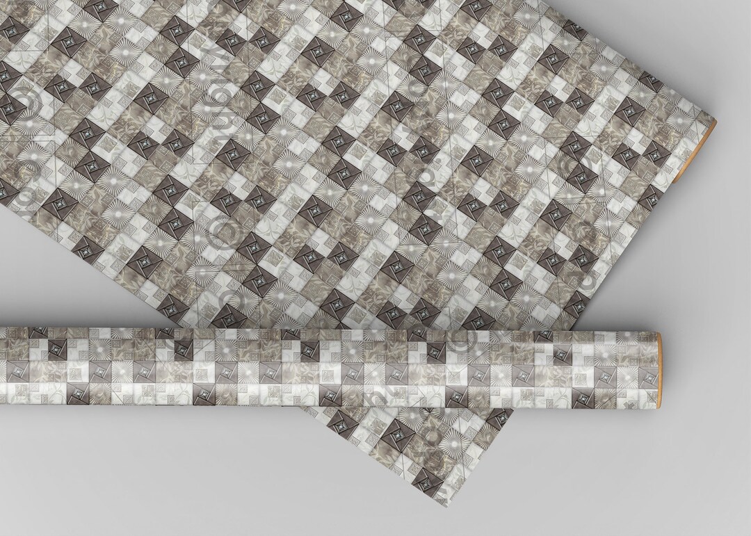 Coffee Mocha Wall Tiles Design Dollhouse Miniature Wallpaper - All ...