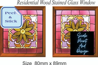 Residental Wood Stained Glass Window Dollhouse Miniature Vinyl Window ...