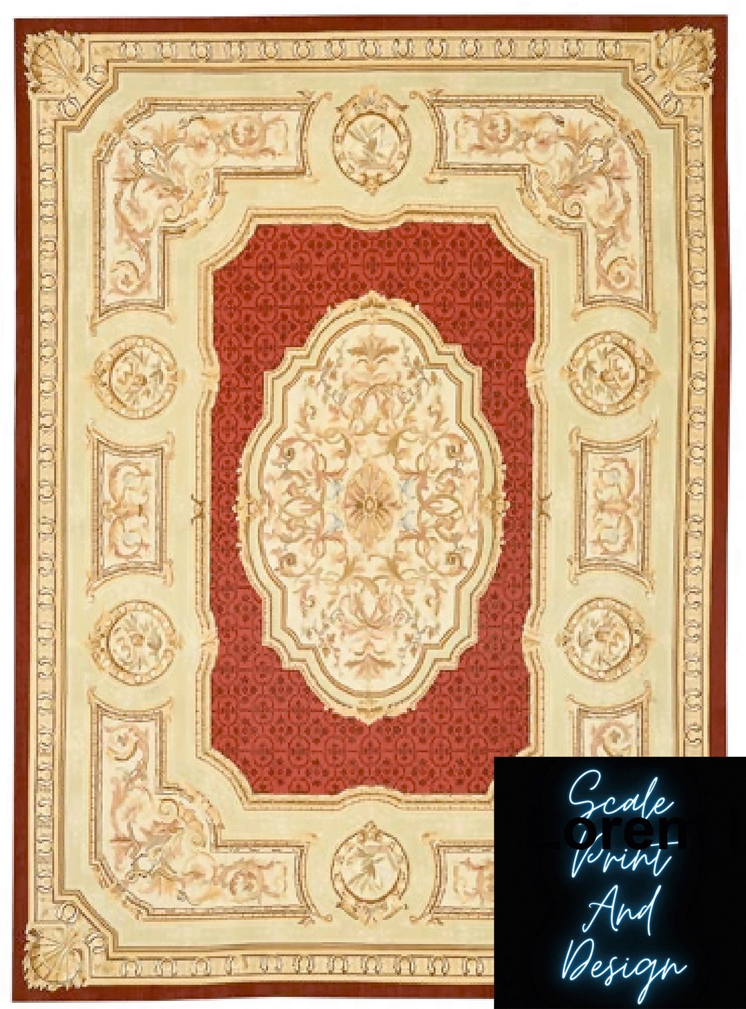 Kanram Red Dollhouse Rug - Sizes for All Scales Available - Custom ...