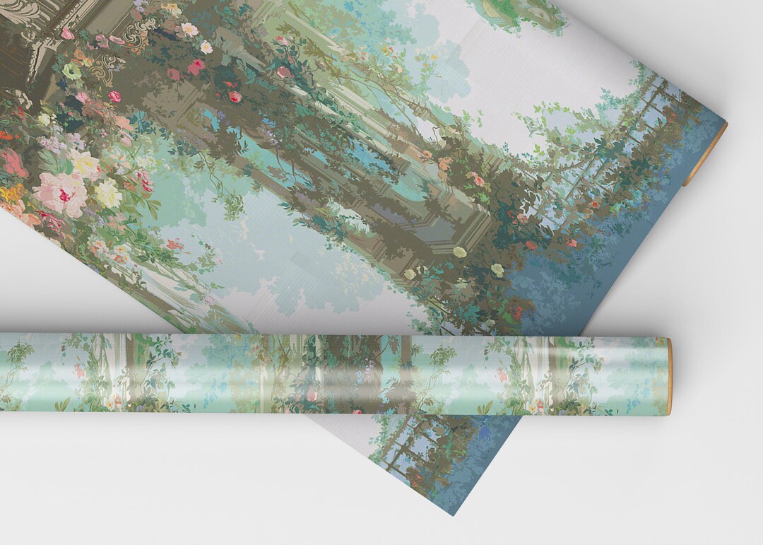 Italian Courtyard Mural Dollhouse Miniature Wallpaper - All Scales ...