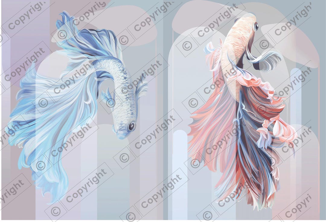 Betta Fish Mural Dollhouse Miniature Wallpaper - All Scales Available ...