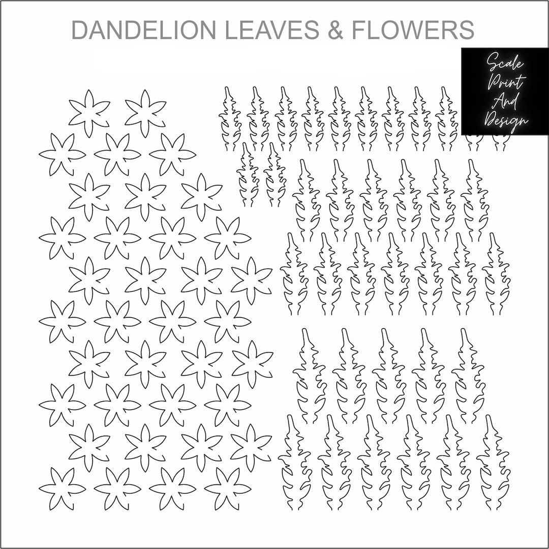Dandelion Leaves and Flowers Laser Cut Paper Flowers - Dollhouse ...