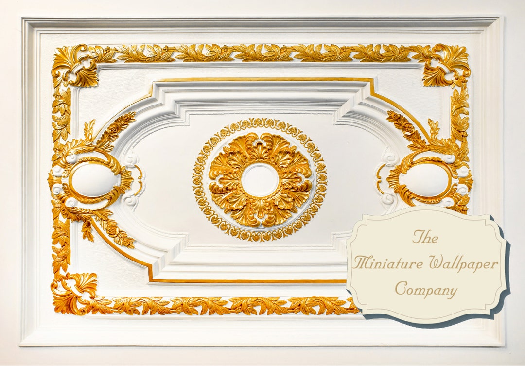 Rococo Golden Ceiling - Dollhouse Wallpaper - Sizes for All Scales ...