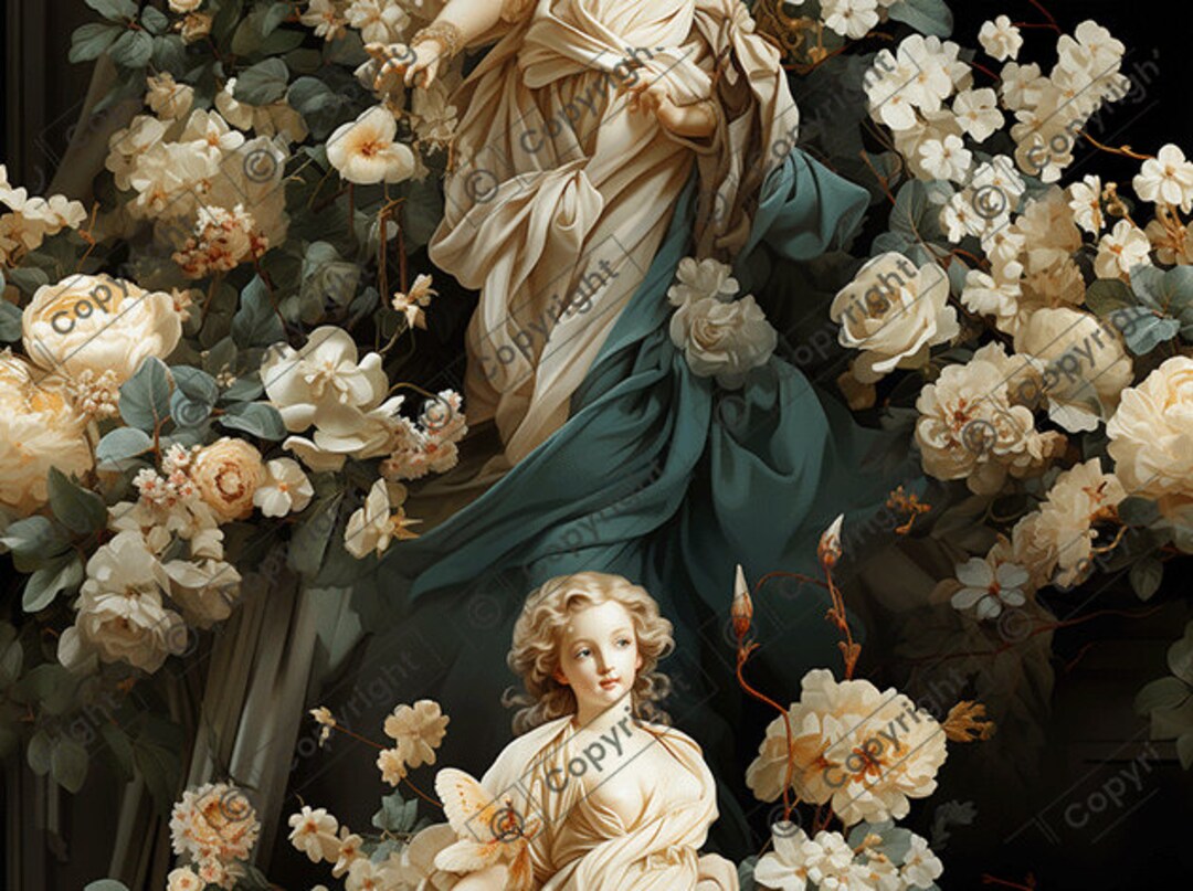 Heavenly Style 13 Mural Dollhouse Miniature Wallpaper - All Scales ...