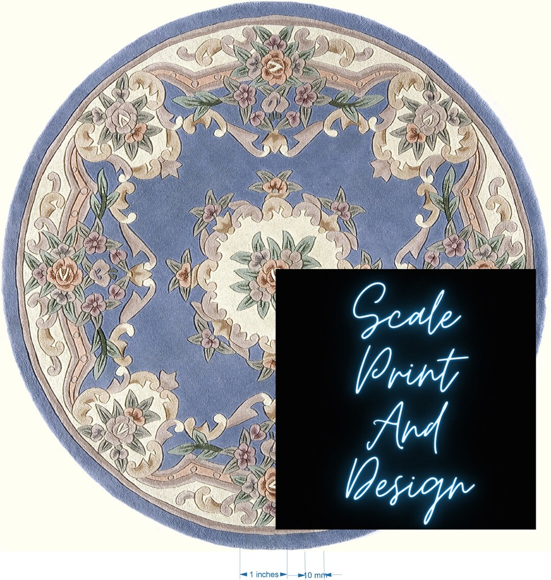 Blue Beauty Dollhouse Round Rug - Sizes for All Scales Available ...