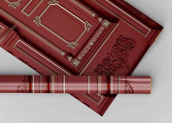 Scarlet Wall Design Dollhouse Miniature Wallpaper All Scales | Etsy