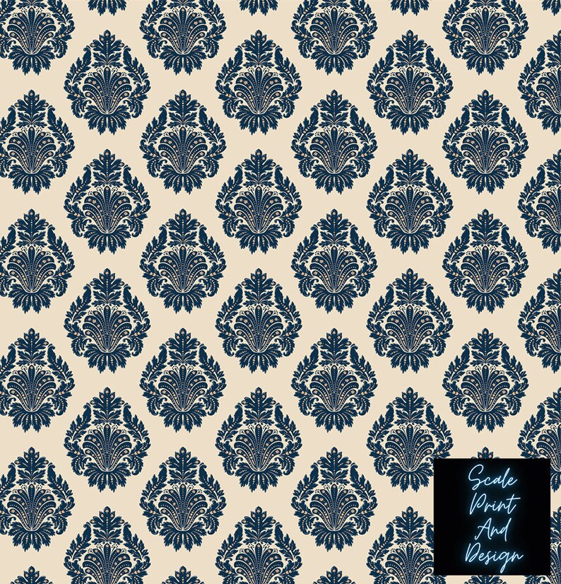 Traditional Victorian Damask Dollhouse Miniature Wallpaper - All Scales ...