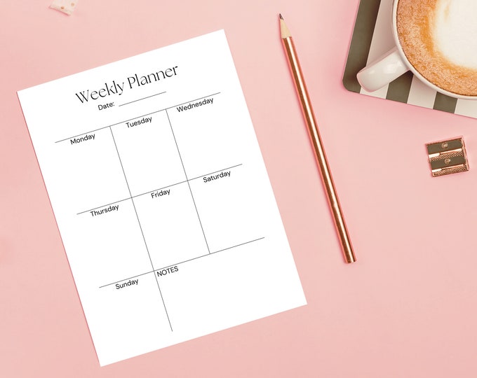 Weekly Planner Printable Page in US Letter and A4 Size, Simple Weekly ...
