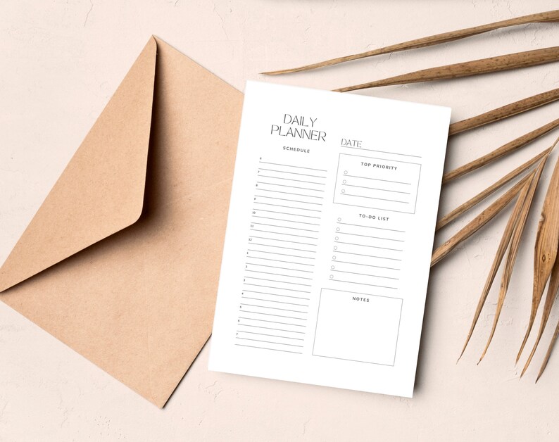 Daily Planner Template Printable Daily Planner PDF Minimalist Planner ...