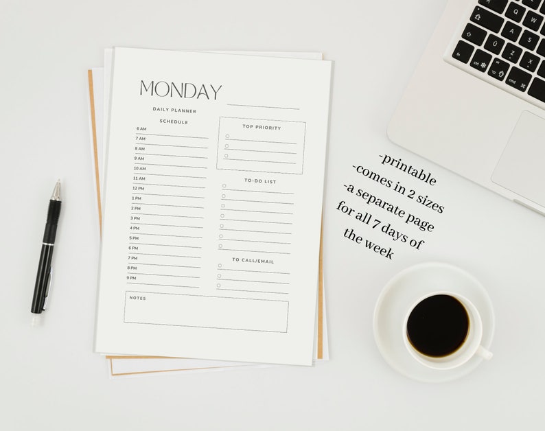 Daily Planner Template Printable Daily Planner PDF Minimalist - Etsy