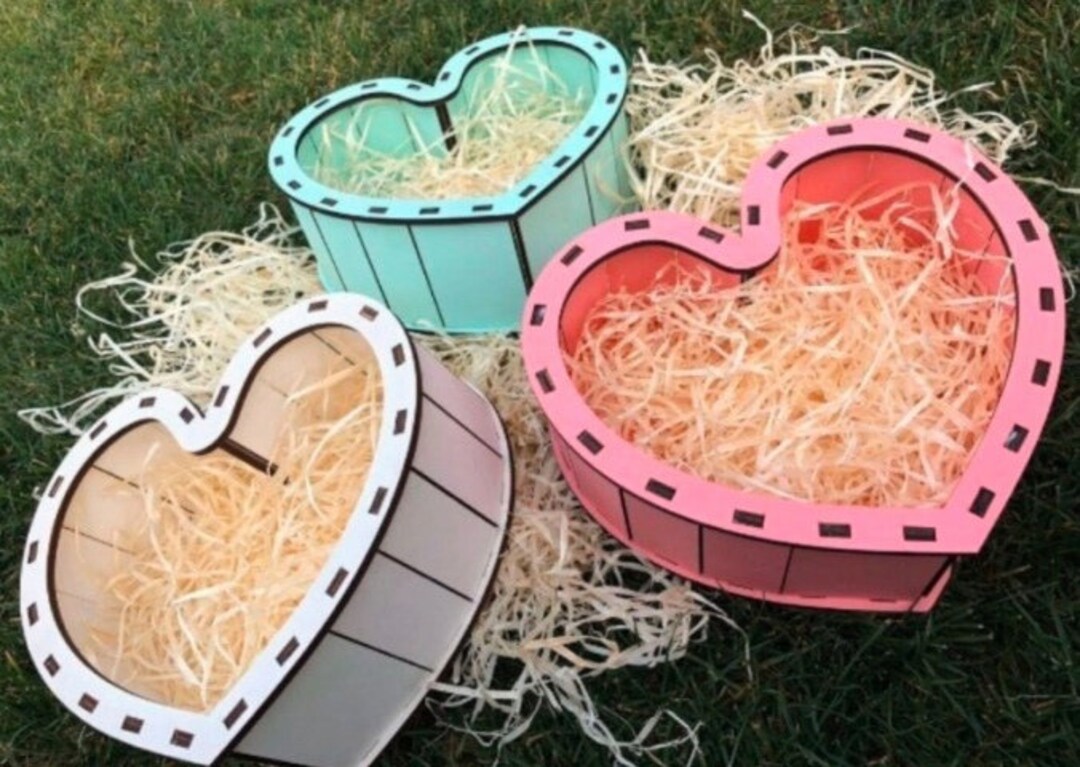 Caja de corazón. Archivos de corte láser SVG DXF CDR planes vectoriales ...