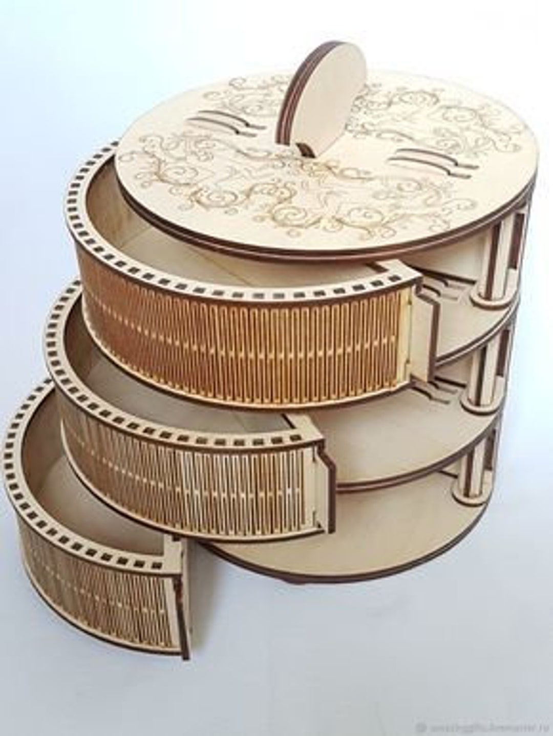 Round, Multi-storey Box.laser Cut Files SVG DXF CDR Vector Plans, Files ...