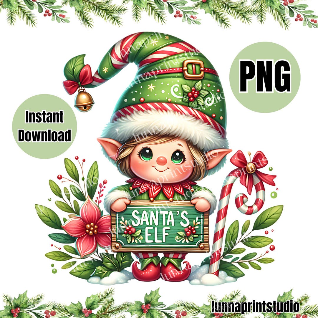 Elf Png Digital Download, Santa's Elf Clipart, Ornament Clipart Design ...