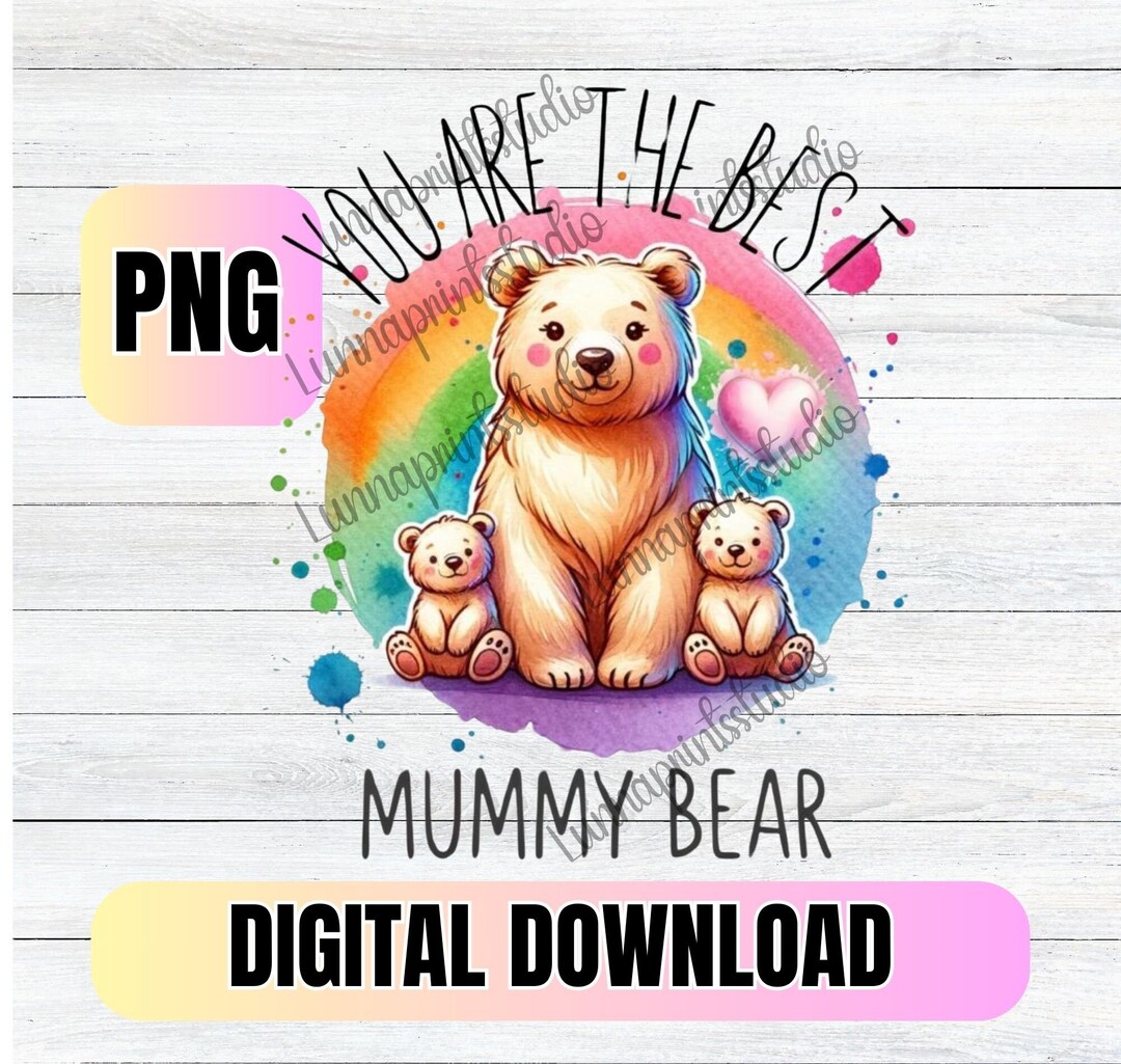Mummy Bear Sublimation Design, PNG Digital Download Image,mug Print ...